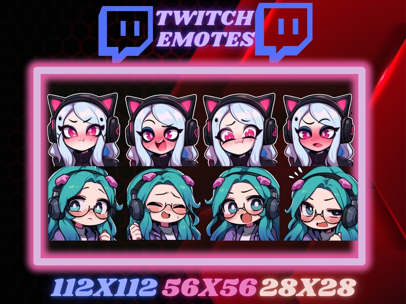 8 Gamer Girl Twitch Emotes - Etsy