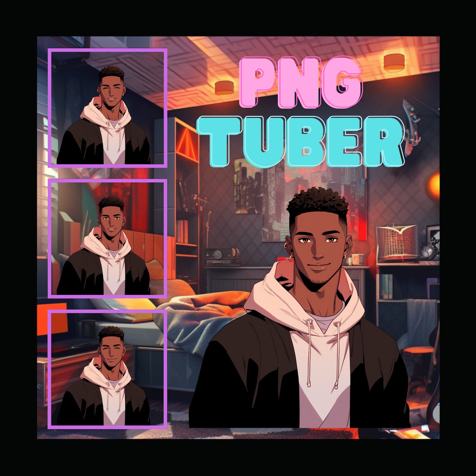 Black Guy Pngtuber | Streaming | Twitch Kick Youtube Tiktok | Streamlabs OBS | Prism Live ...