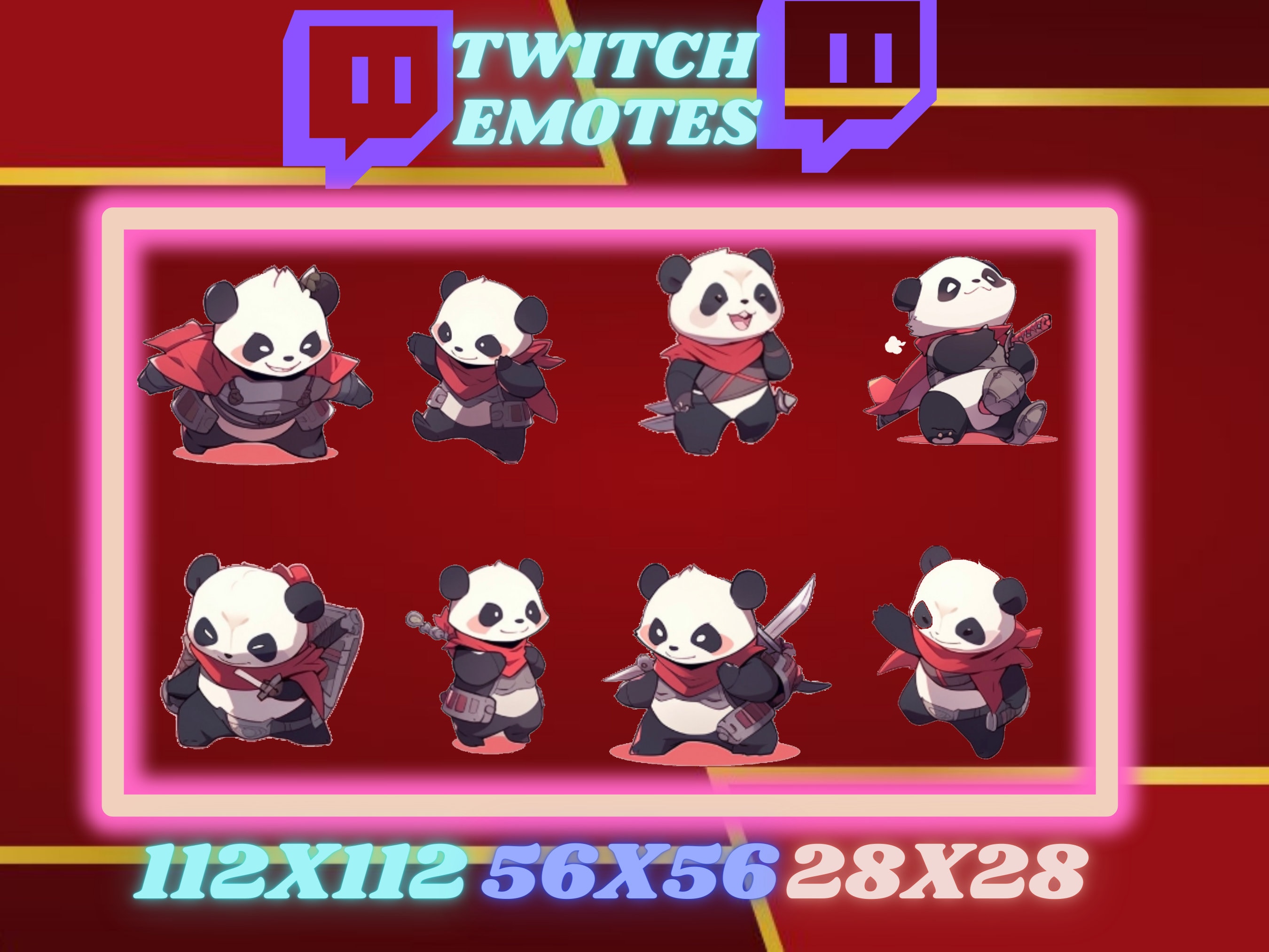 8 Samurai Panda Twitch Emotes - Etsy