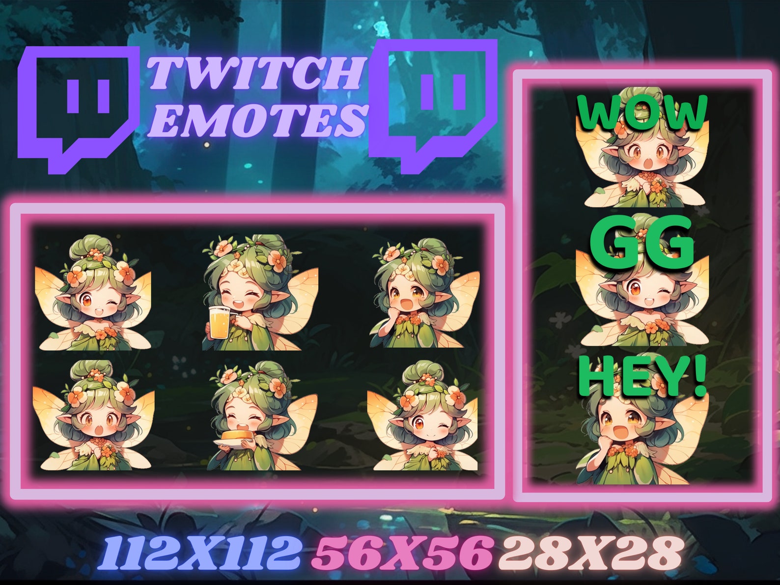 9 Forest Fairy Twitch Emotes - Etsy