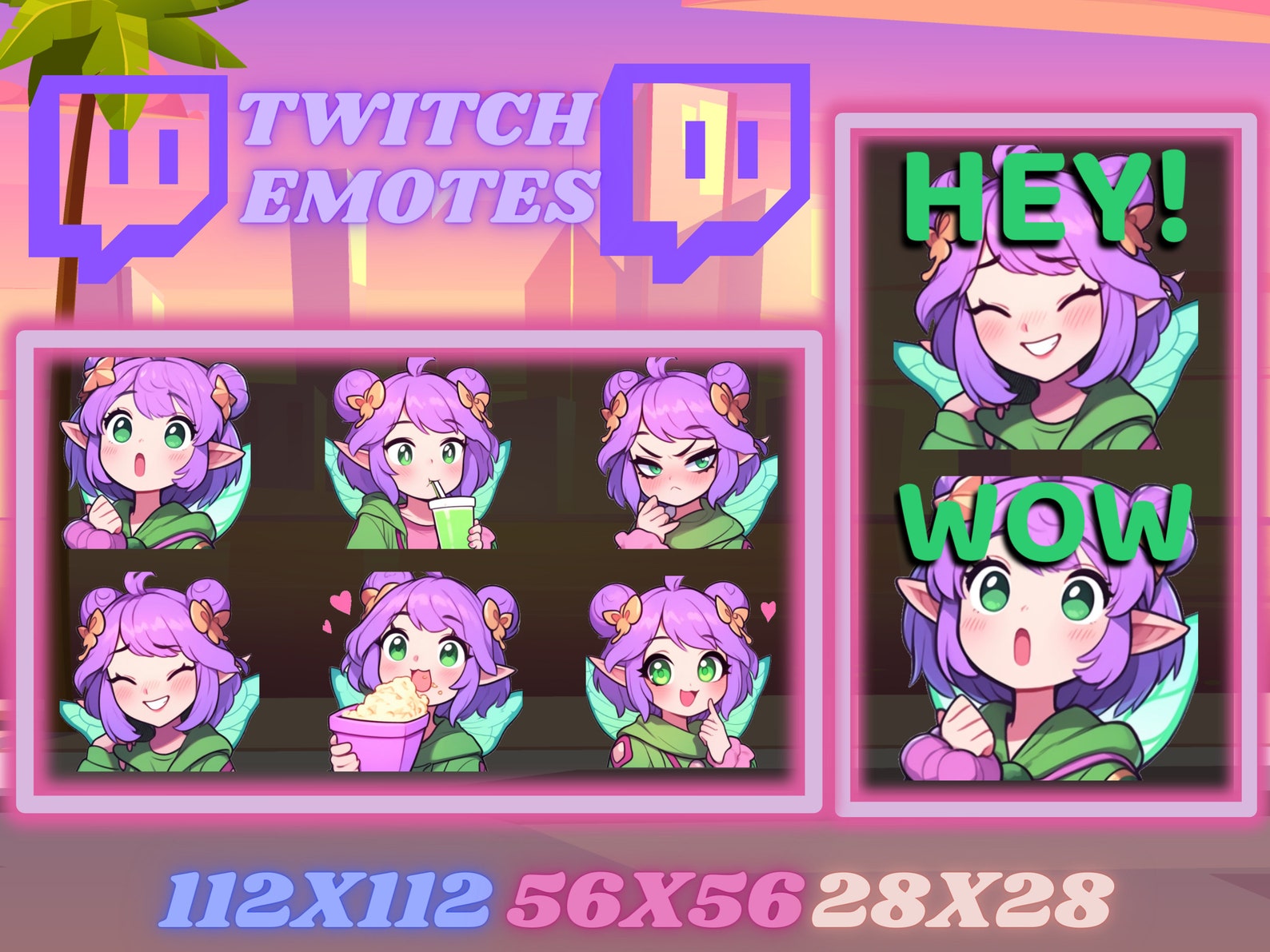 8 Purple Haired Fairy Twitch Emotes - Etsy