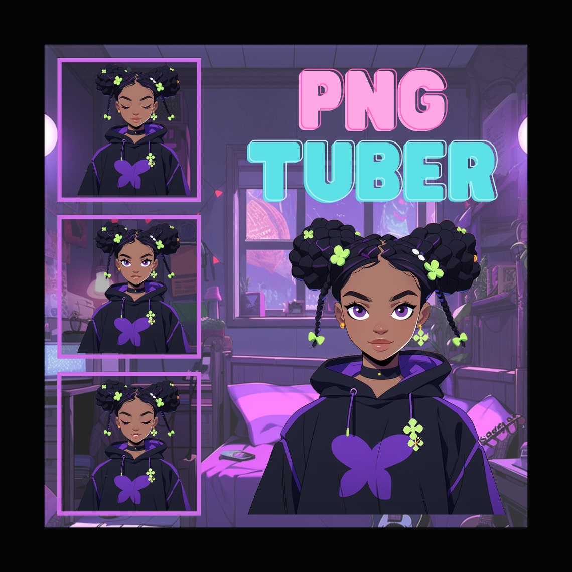 Black Girl Pngtuber | Streaming | Twitch Kick Youtube Tiktok ...