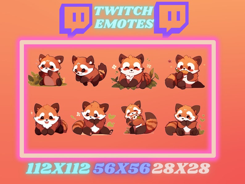 8 Red Panda Twitch Emotes 6 Different Sizes - Etsy