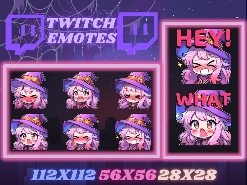 8 Purple Haired Witch Twitch Emotes - Etsy