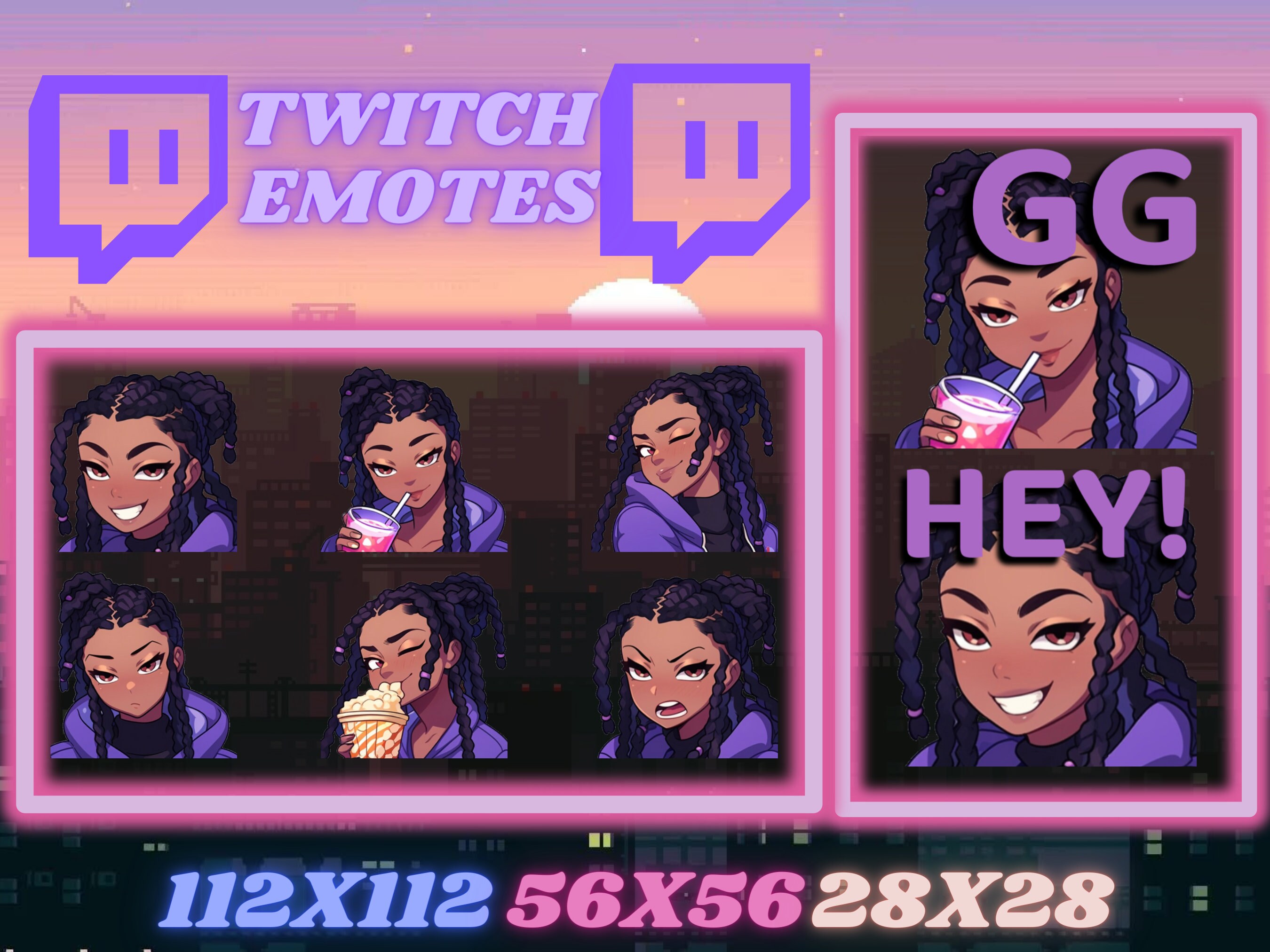 8 Cute Black Girl With Braids Twitch Emotes - Etsy