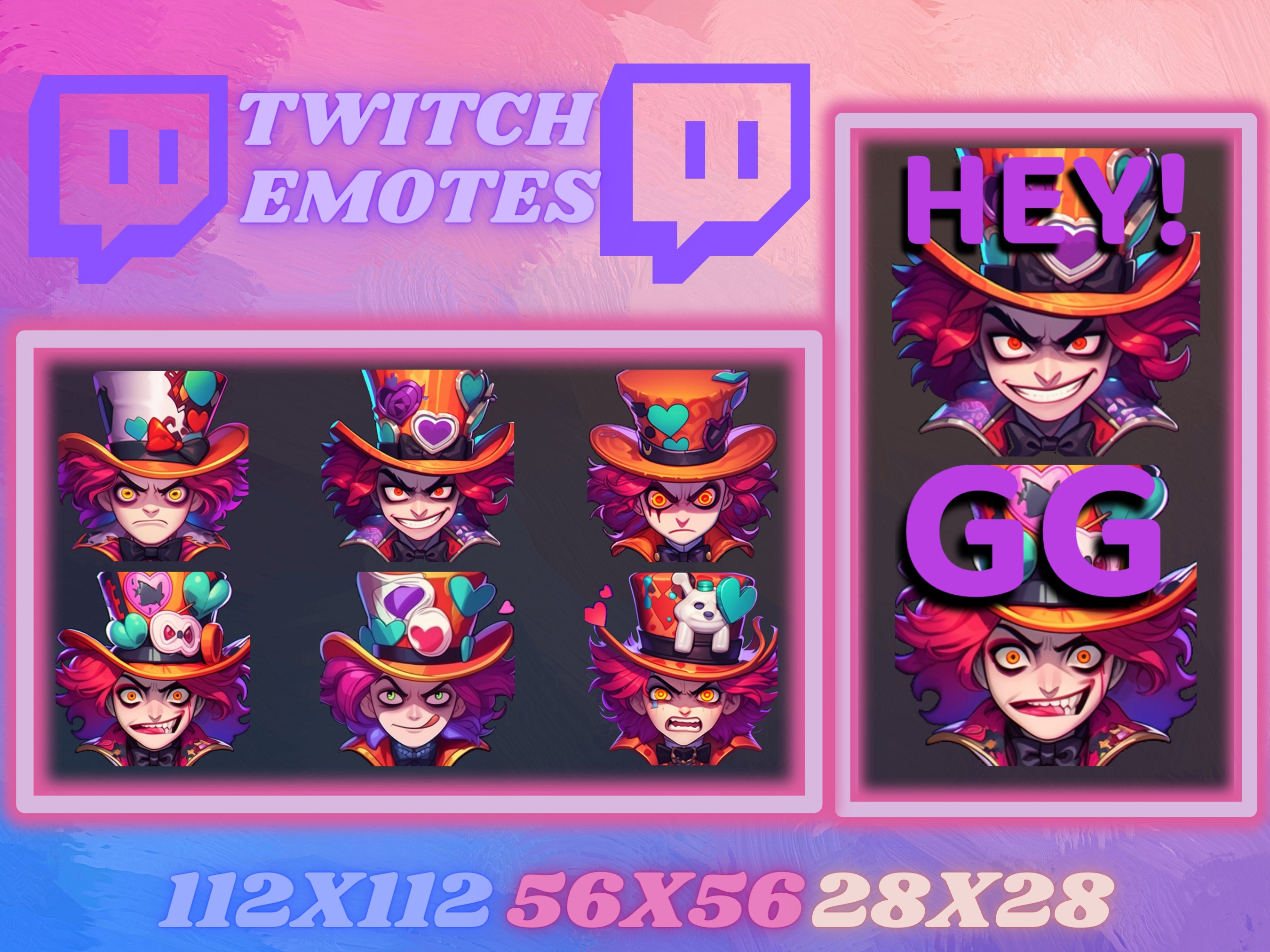 8 Mad/crazed Hatter Twitch Emotes - Etsy