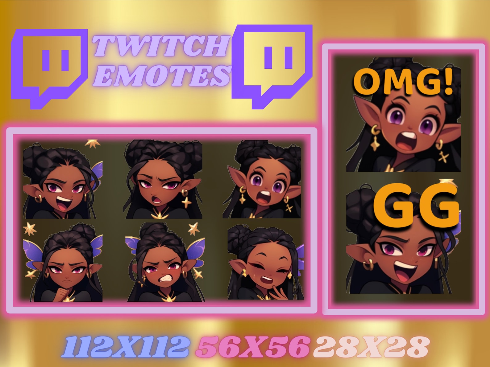 8 Black Fairy Twitch Emotes - Etsy