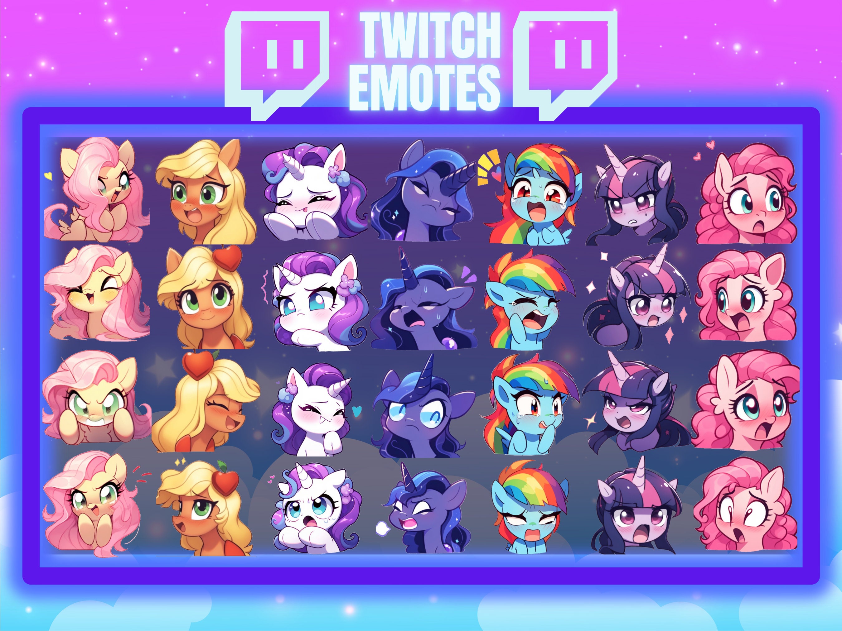 28 Cute Pony Twitch Emote Bundle - Etsy