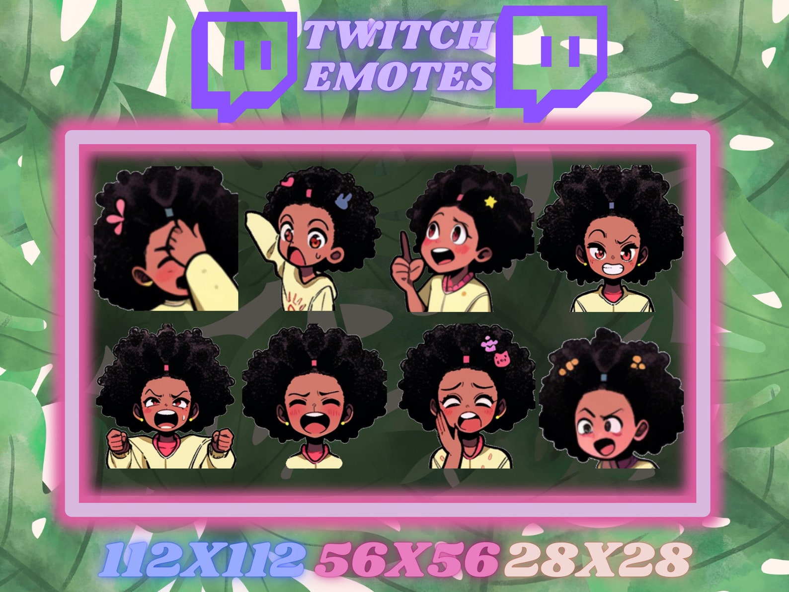 8 Afro Girl Twitch Emotes - Etsy