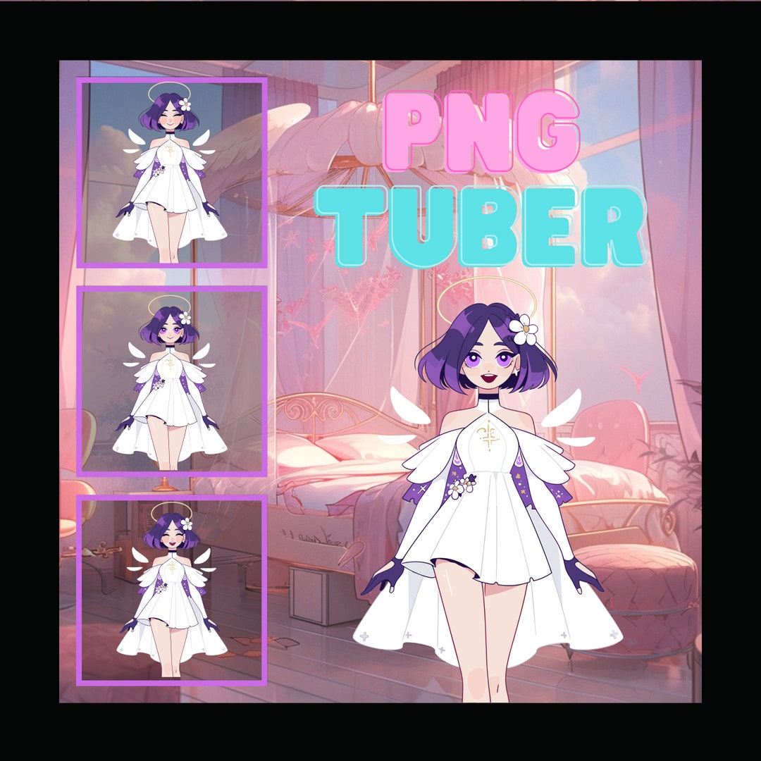 Purple Haired Angel Pngtuber | Streaming | Twitch Kick Youtube Tiktok ...