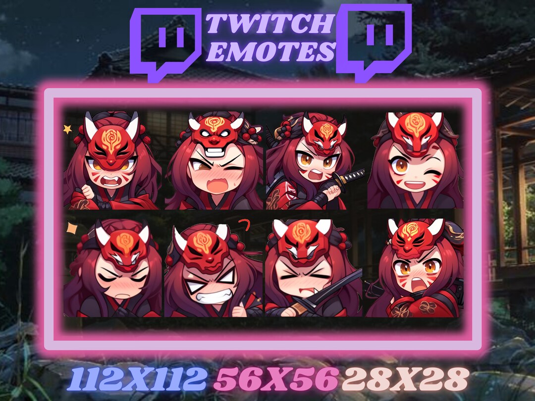 8 Red Hair Samurai Girl Twitch Emotes - Etsy