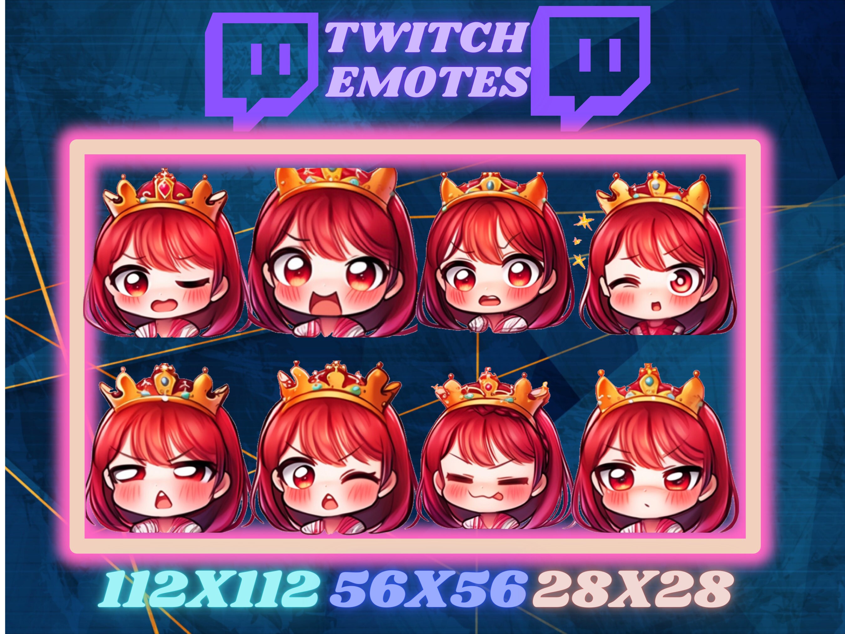 8 Red Head Princess Twitch Emotes - Etsy
