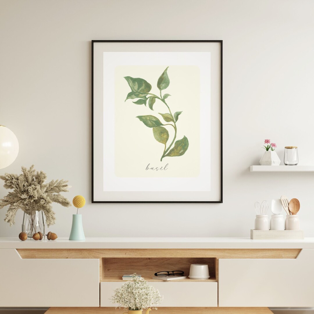 Watercolor Basil Print | Basil Printable | Housewarming Basket Idea ...