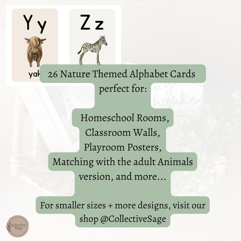 Baby Animal Posters, Alphabet Wall Poster, Large ABC, Montessori Cards ...