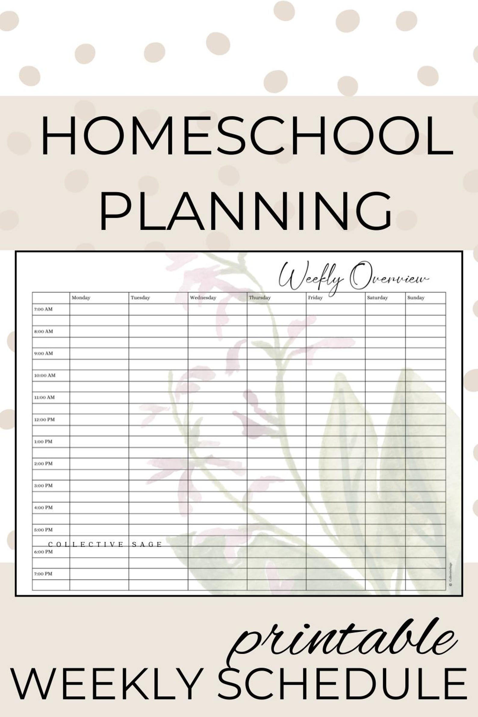 Minimalist Homeschool Weekly Schedule Printable (digital Download ...