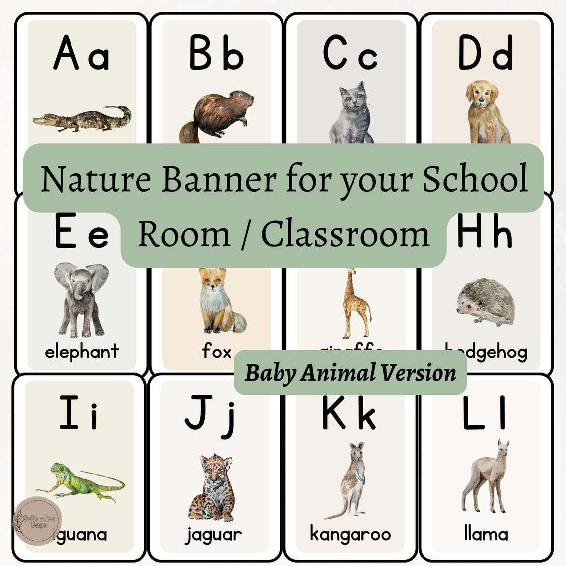 Printable ABC Bunting: Woodland Animal Alphabet Banner (digital ...