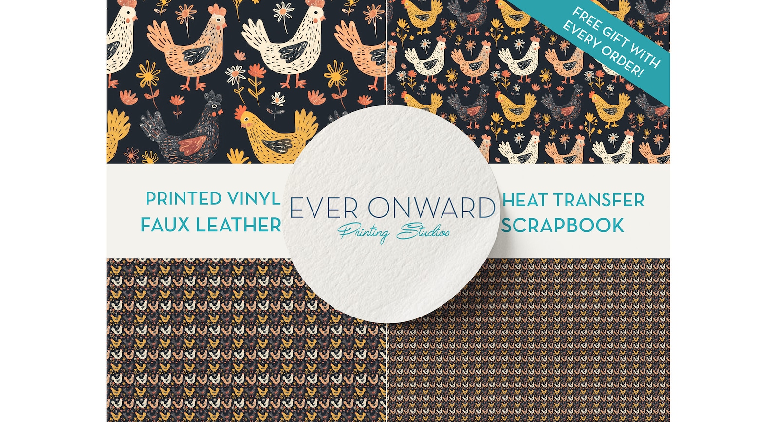 Summer Chickens Vinyl, HTV, Indoor Vinyl, Printed Vinyl, Patterned ...