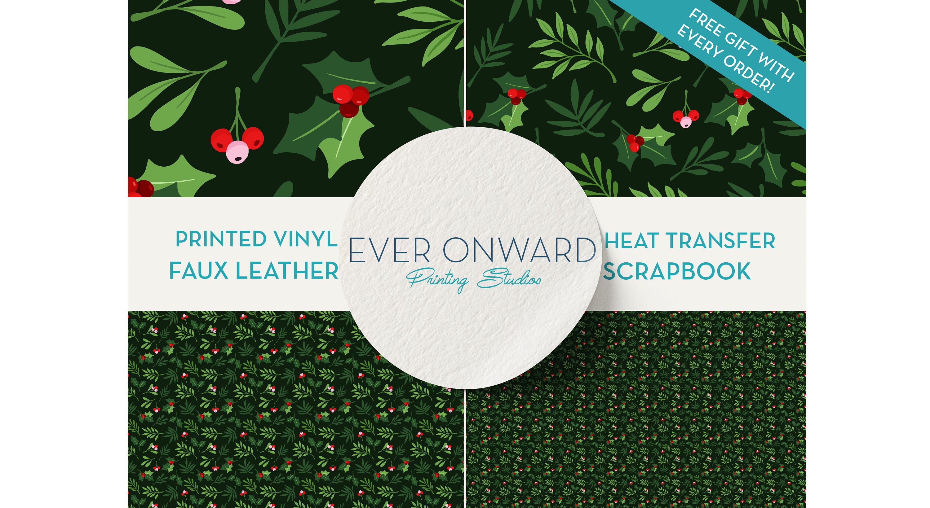 Christmas Holly Vinyl, HTV, Indoor Vinyl, Printed Vinyl, Patterned ...