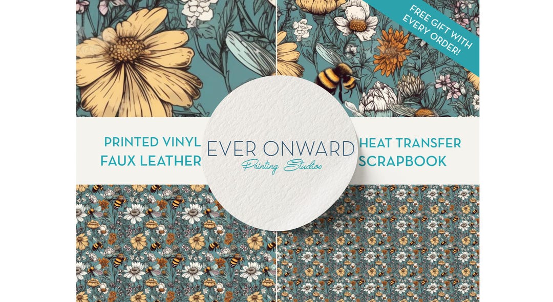 Bees and Flowers Vinyl, HTV, Indoor Vinyl, Printed Vinyl, Patterned ...