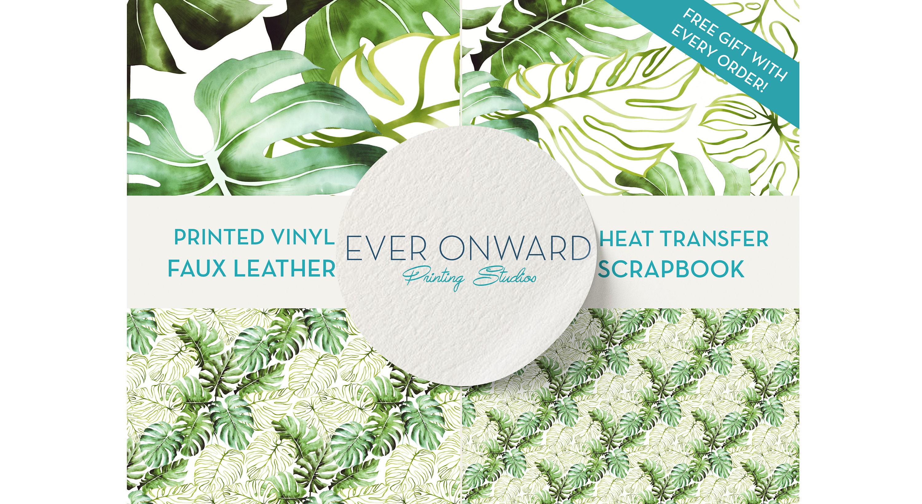 Green Tropical Leaves Vinyl, HTV, Indoor Vinyl, Printed Vinyl ...