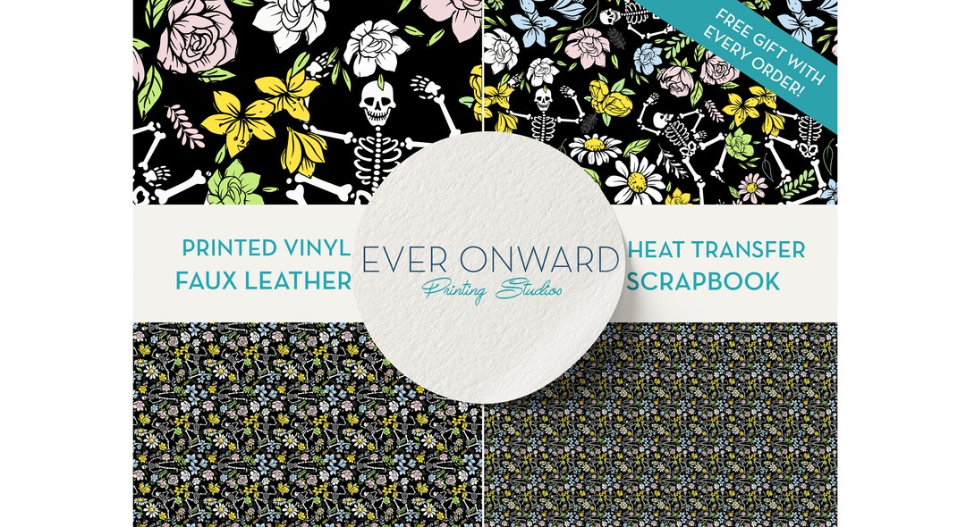 Goth Flowers and Skeletons Halloween Vinyl, HTV, Indoor Vinyl, Printed ...
