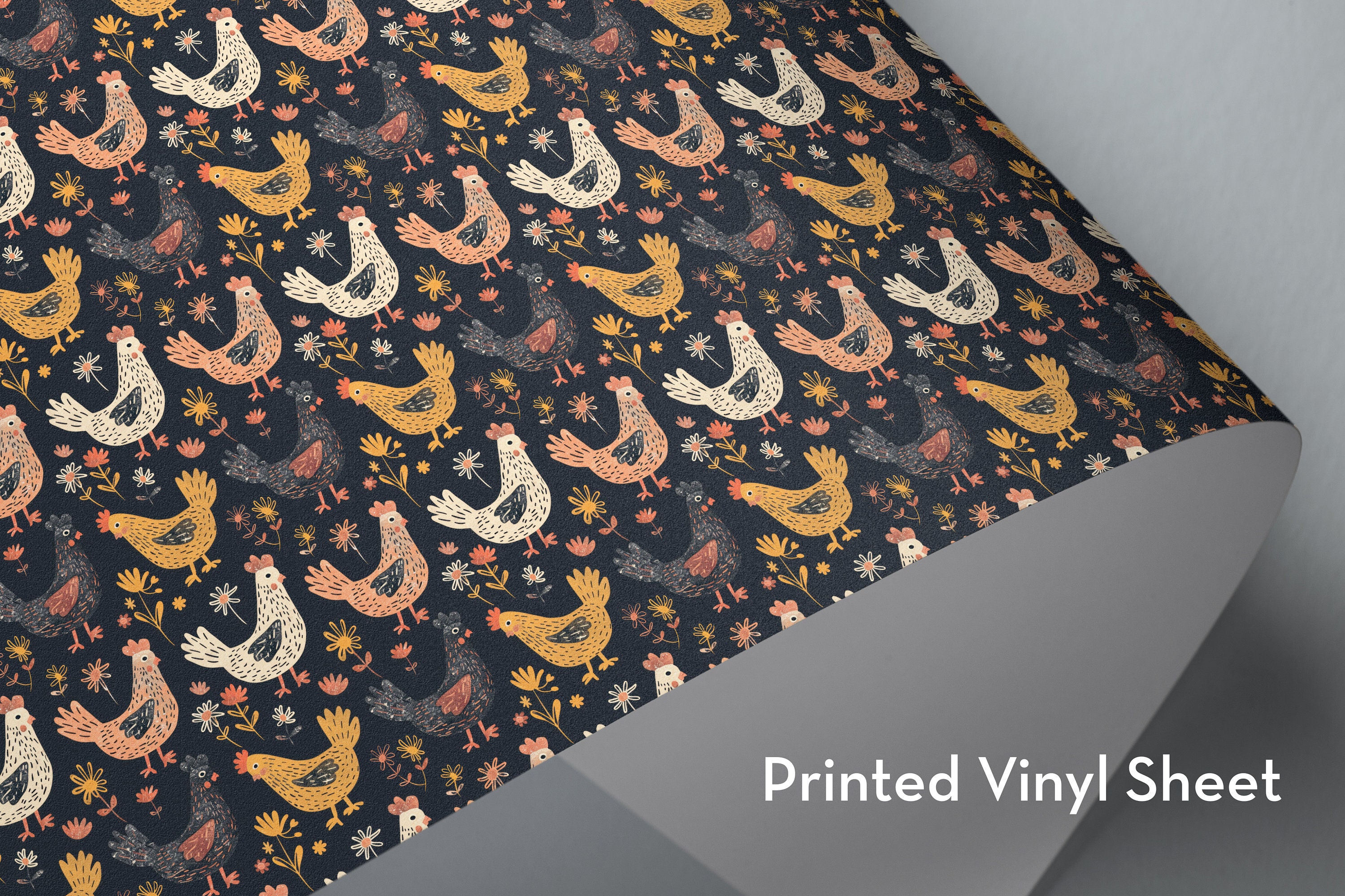 Summer Chickens Vinyl, HTV, Indoor Vinyl, Printed Vinyl, Patterned ...