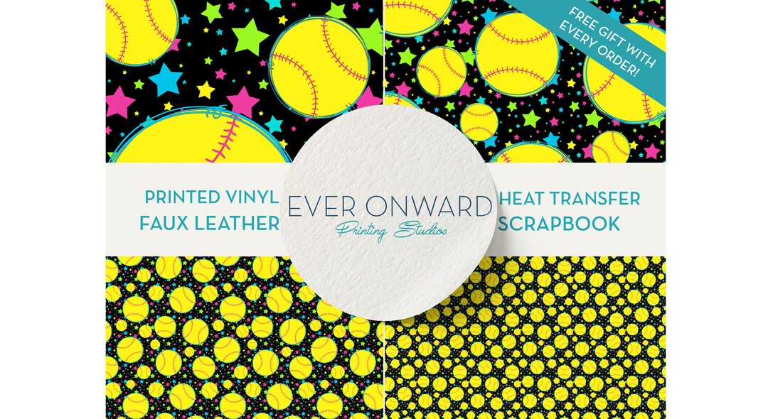 Cute Softball Vinyl, HTV, Indoor Vinyl, Printed Vinyl, Patterned Vinyl ...