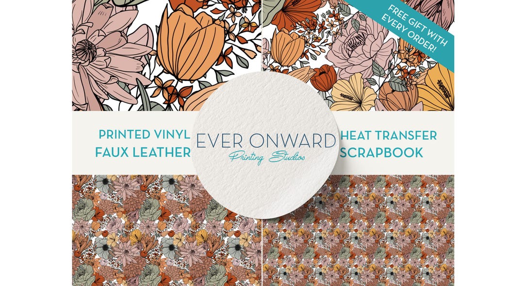 Fall Flowers Vinyl, HTV, Indoor Vinyl, Printed Vinyl, Patterned Vinyl ...