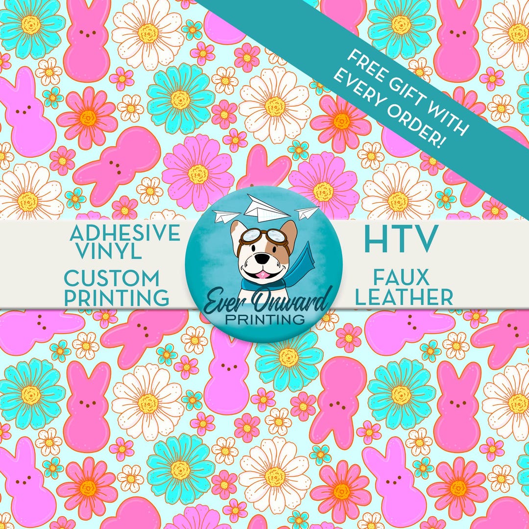 Easter Bunny and Flowers Vinyl, HTV, Indoor Vinyl, Printed Vinyl ...