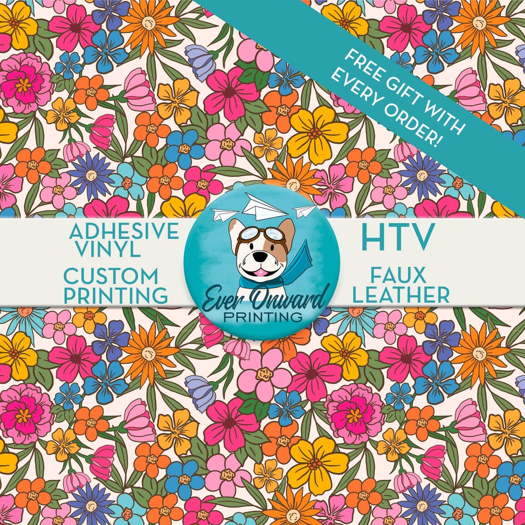 70's Retro Flower Vinyl, HTV, Indoor Vinyl, Printed Vinyl, Patterned ...