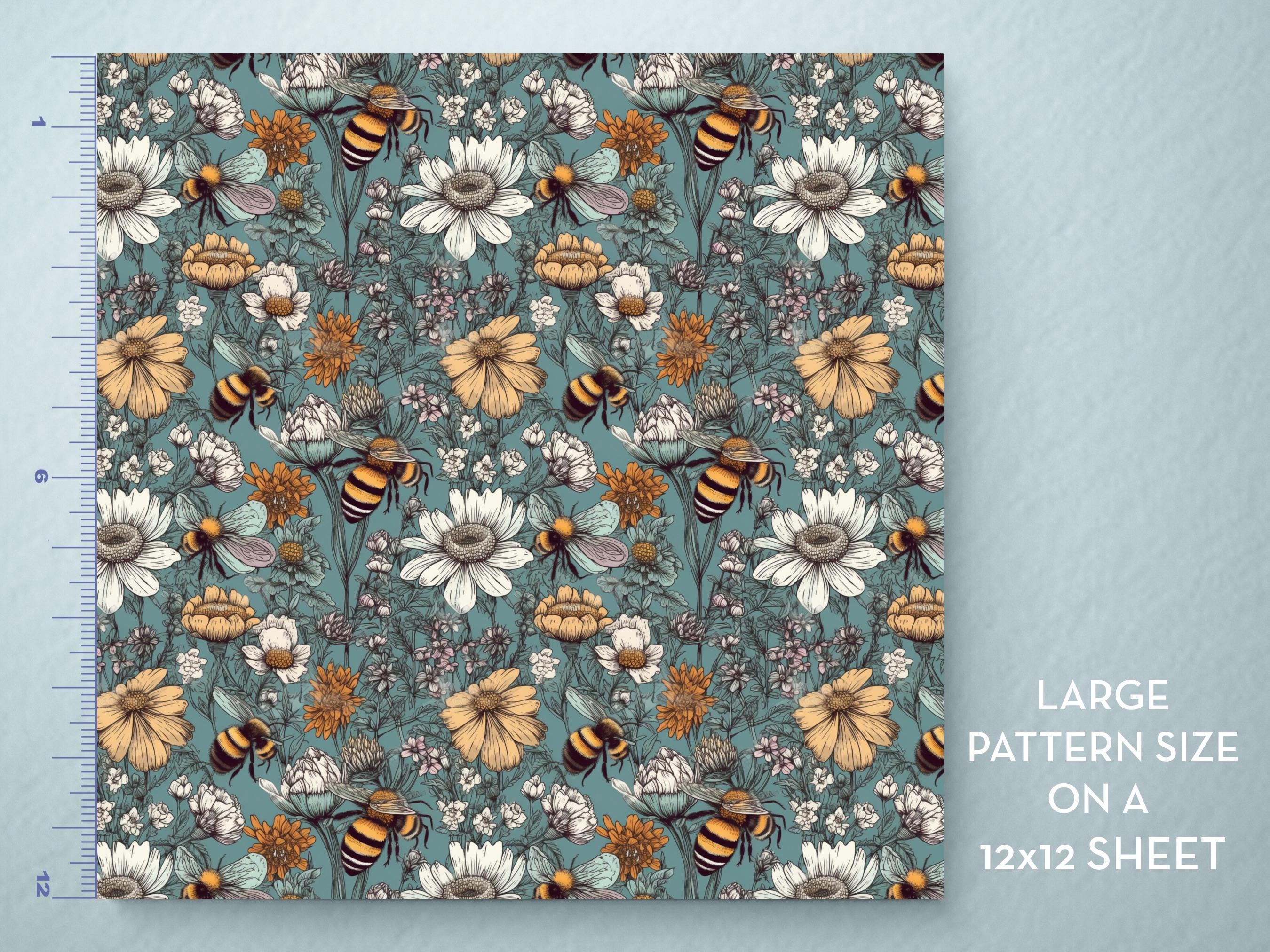 Bees and Flowers Vinyl, HTV, Indoor Vinyl, Printed Vinyl, Patterned ...