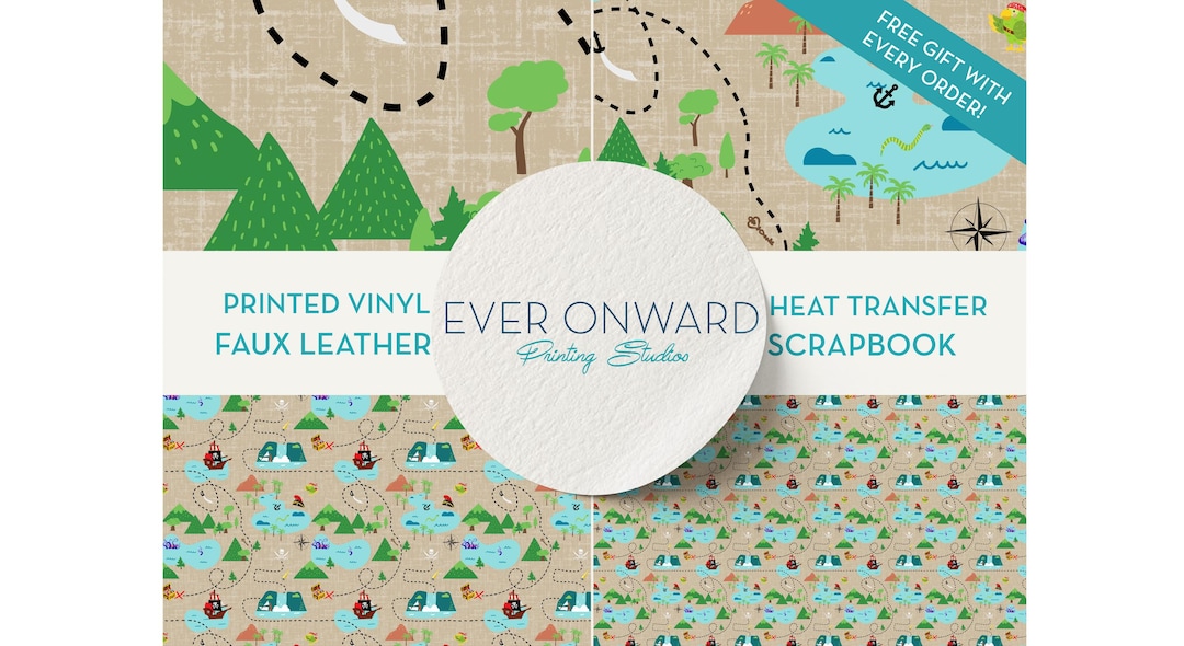 Treasure Map Vinyl, HTV, Indoor Vinyl, Printed Vinyl, Patterned Vinyl ...