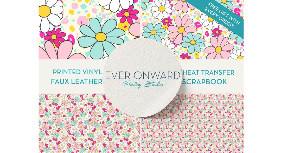 Pink Retro Flowers Vinyl, HTV, Indoor Vinyl, Printed Vinyl, Patterned ...