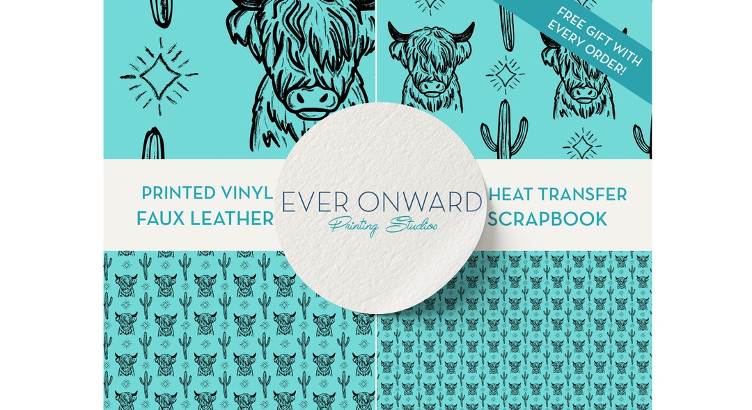 Highland Cow and Cactus Vinyl, HTV, Indoor Vinyl, Printed Vinyl ...