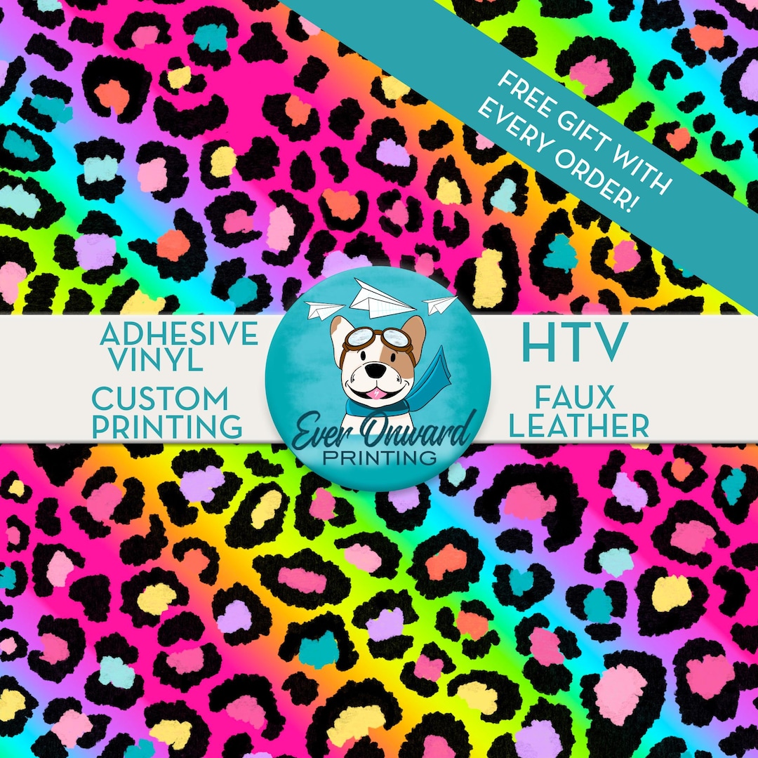 Rainbow Leopard Vinyl, HTV, Indoor Vinyl, Printed Vinyl, Patterned ...