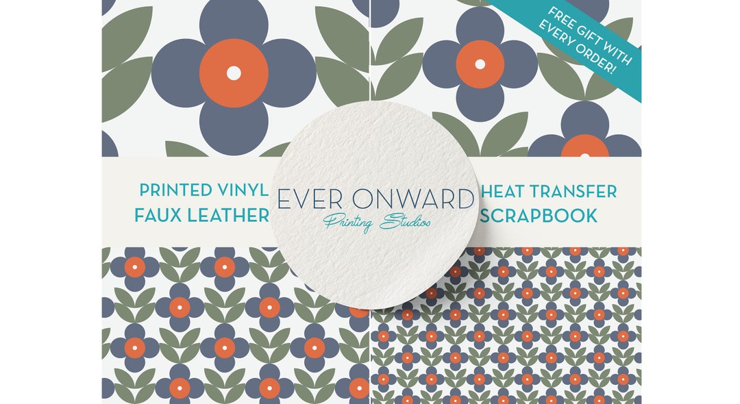 Scandinavian Blue Flower Craft Vinyl, HTV, Indoor Vinyl, Printed Vinyl ...