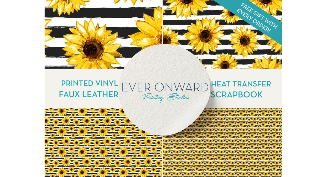 Sunflowers and Stripes Vinyl, HTV, Indoor Vinyl, Printed Vinyl ...
