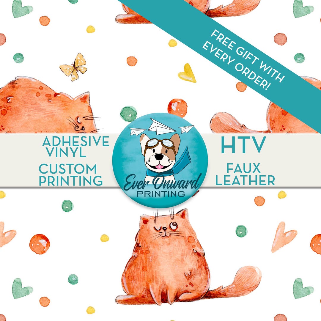 Orange Cat Vinyl, HTV, Indoor Vinyl, Printed Vinyl, Patterned Vinyl ...