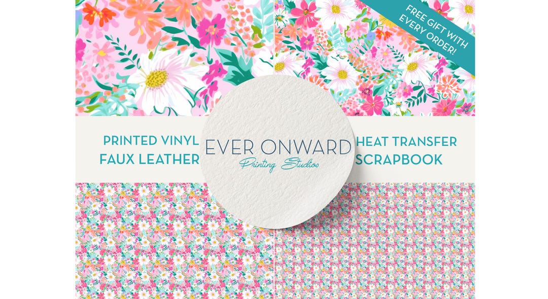 Pink and White Flowers Vinyl, HTV, Indoor Vinyl, Printed Vinyl ...