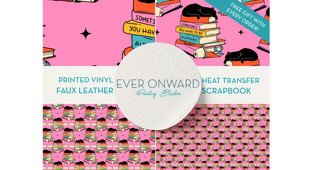 Black Cat and Books Vinyl, HTV, Indoor Vinyl, Printed Vinyl, Patterned ...