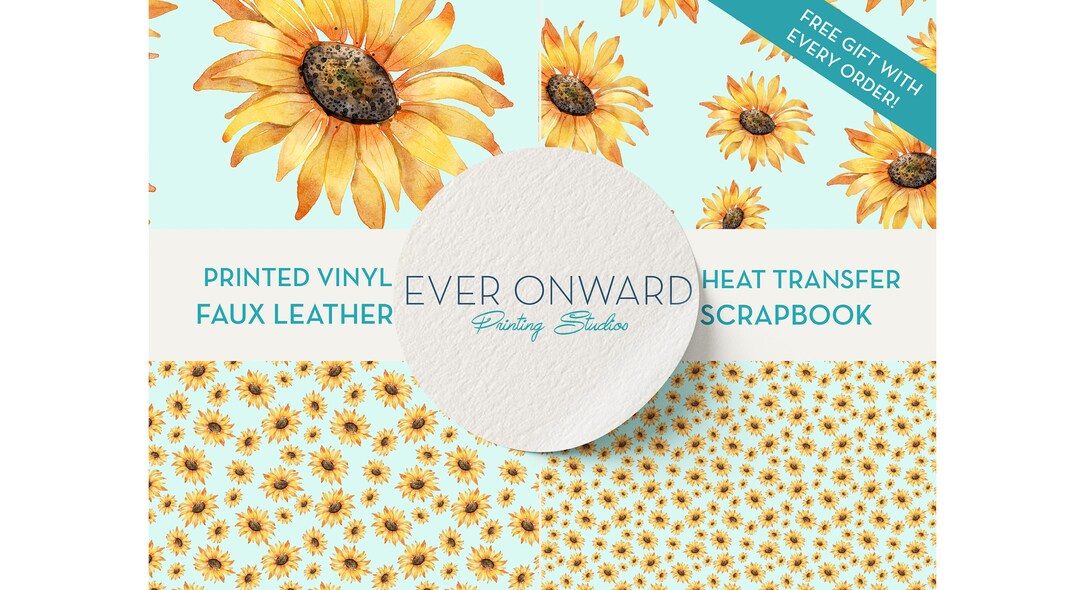 Yellow Sunflowers Vinyl, HTV, Indoor Vinyl, Printed Vinyl, Patterned ...
