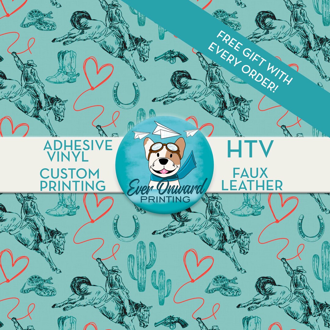 Teal Cowgirl and Saguaro Vinyl, HTV, Indoor Vinyl, Printed Vinyl ...