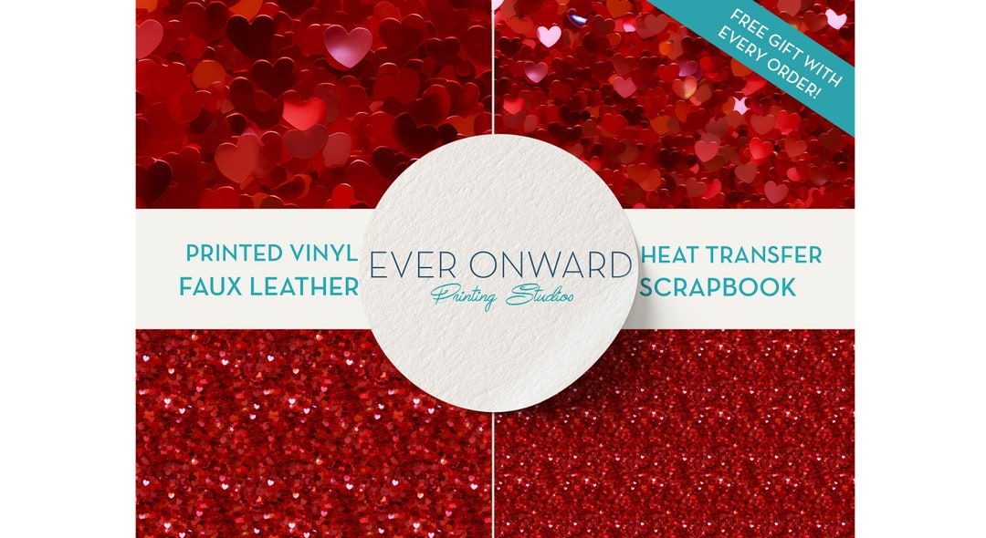 Red Sparkly Hearts Vinyl, HTV, Indoor Vinyl, Printed Vinyl, Patterned ...