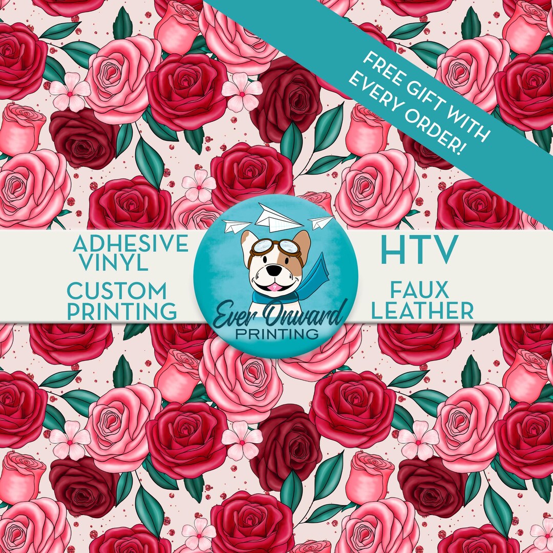 Pink and Red Roses Vinyl, HTV, Indoor Vinyl, Printed Vinyl, Patterned ...