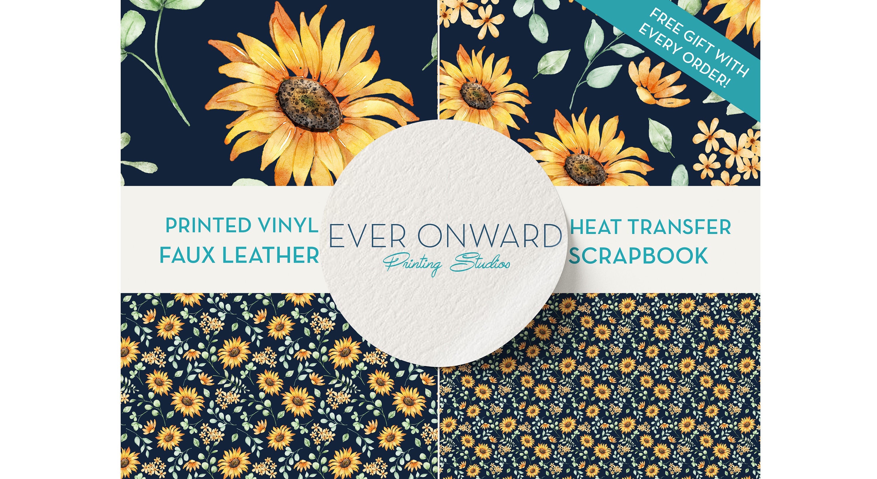 Sunflowers Vinyl, HTV, Indoor Vinyl, Printed Vinyl, Patterned Vinyl ...