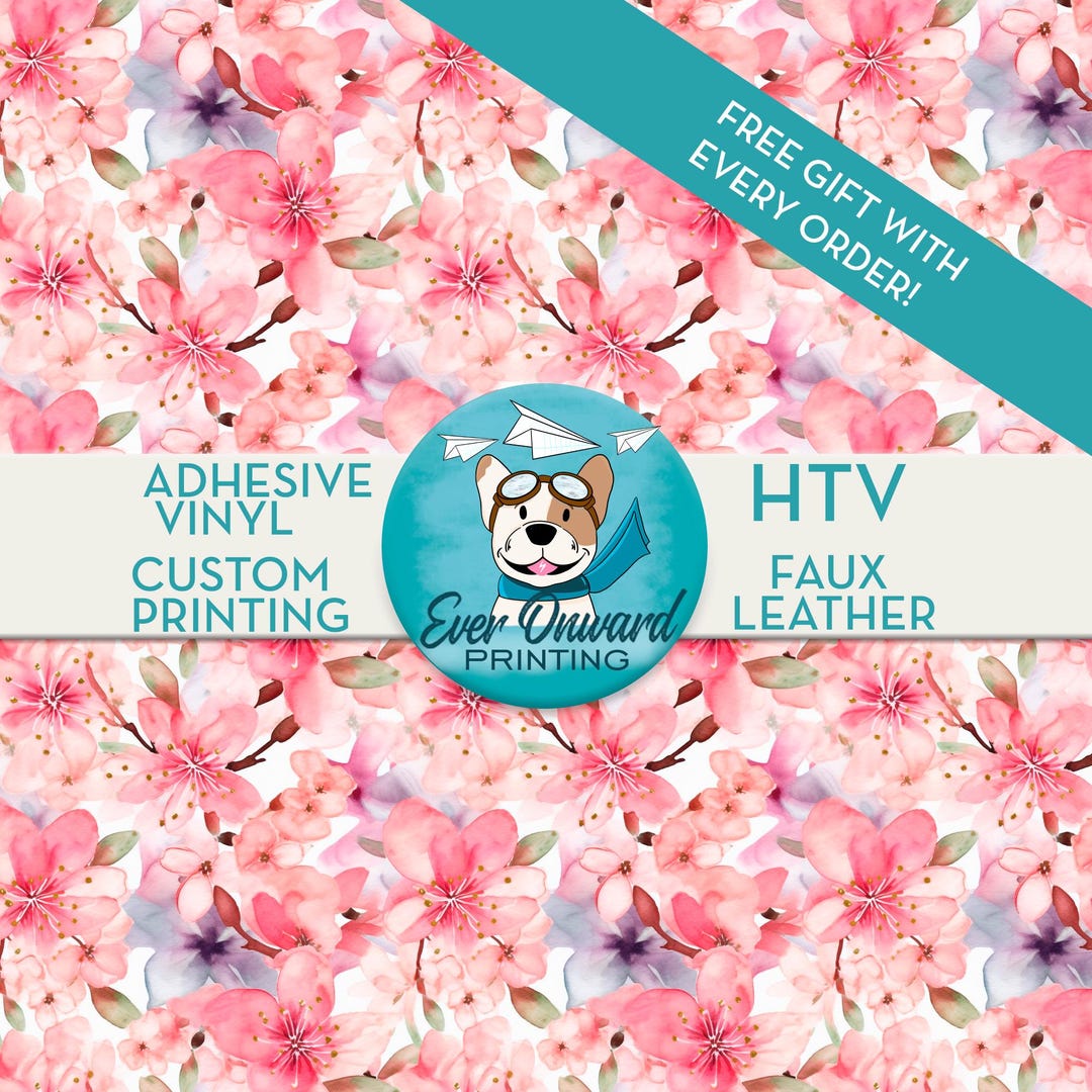 Pink Cherry Blossom Vinyl, HTV, Indoor Vinyl, Printed Vinyl, Patterned ...
