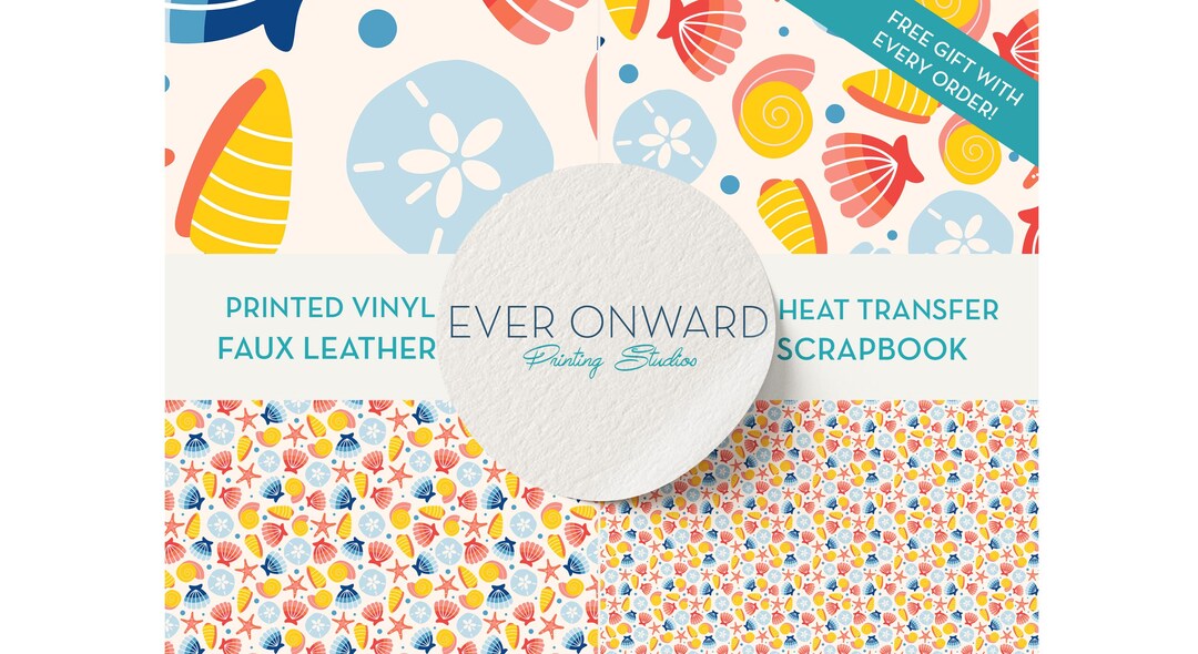 Summer Seashells Vinyl, HTV, Indoor Vinyl, Printed Vinyl, Patterned ...