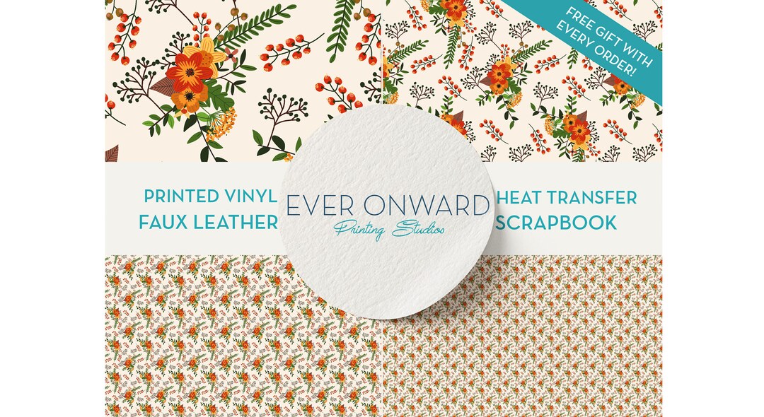Orange Fall Flowers Vinyl, HTV, Indoor Vinyl, Printed Vinyl, Patterned ...