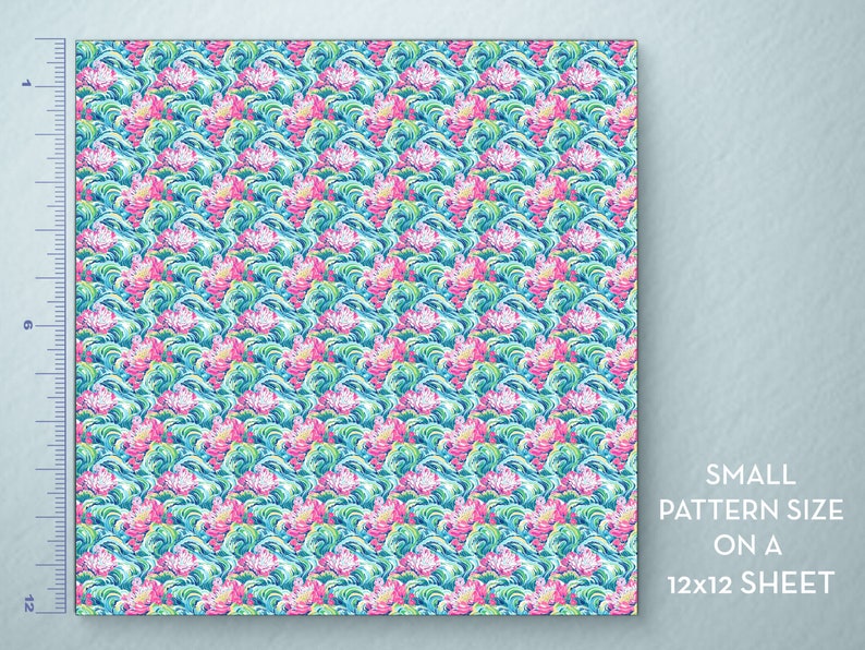Ocean Waves and Pink Flowers Vinyl, HTV, Indoor Vinyl, Printed Vinyl ...