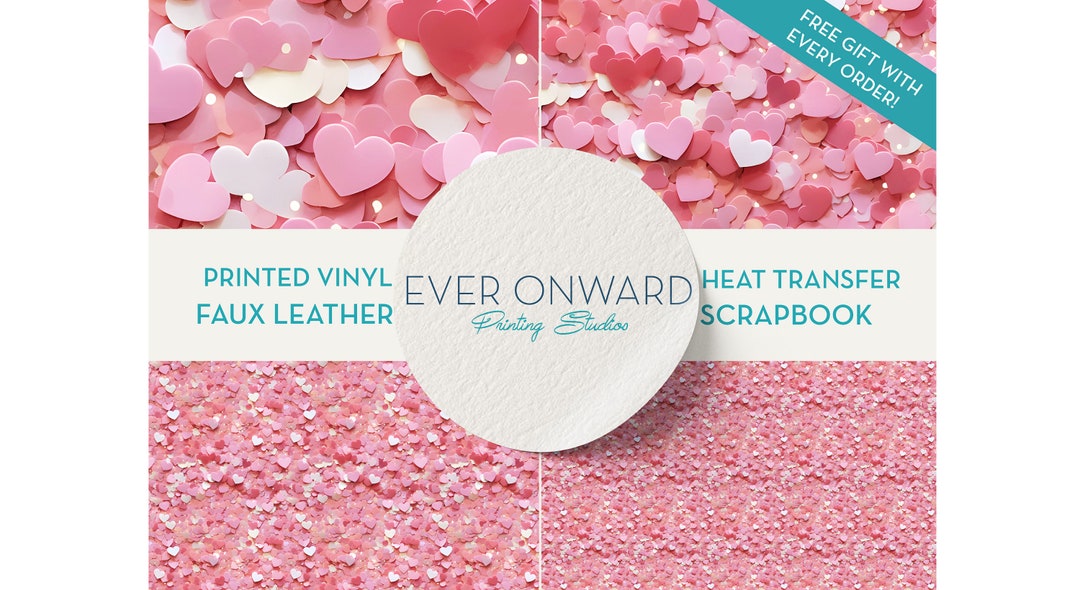 Pink Sparkly Hearts Vinyl, HTV, Indoor Vinyl, Printed Vinyl, Patterned ...
